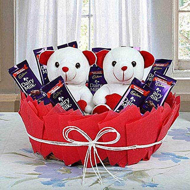 Cute Basket Of Surprise | Gift Cadbury Chocolate Basket with Teddy ...