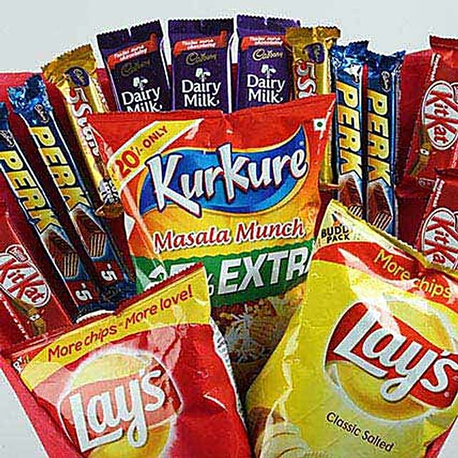 High on Snack Bouquet | Gift Chocolate Bouquet with Chips - Ferns N Petals